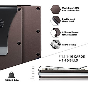 Suavell Slim Metal Wallet for Men - Minimalist Modern Wallet - RFID Card Holder w Money Clip - Thin, Smart Wallet - Front Pocket Wallet - Aluminum Credit Card Holder (Bronze Element 2.0)