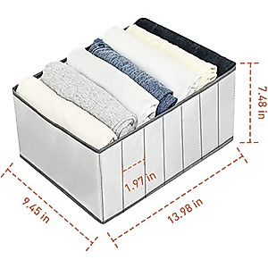 Wardrobe Clothes Organizer for Drawers, New Version Foldable Cube Organizers for/Wardrobe/Closet/Drawer, Sturdy Fabric Storage Basket Cube with Built-in Boards, Closet Organizers,Grey