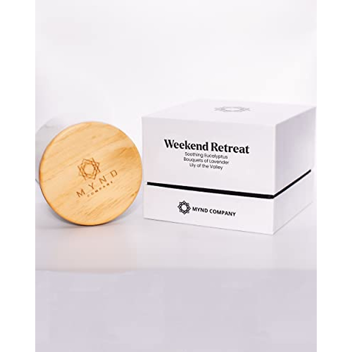 MYND COMPANY Aromatherapy Candle | Scented Candles for Home | 7oz All Natural Soy Wax Ceramic Jar Candles | Weekend Retreat Scented Candle with Gift Box | Mind Company