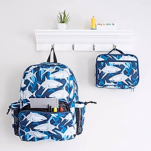Wildkin Kids Insulated Lunch Box Bag for Boys & Girls, Reusable Kids Lunch Box is Perfect for Elementary, Ideal Size for Packing Hot or Cold Snacks for School & Travel Bento Bags (Sharks)