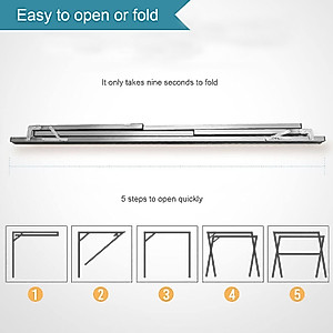 GUNQIUBA Clothes Drying Racks, Heavy Duty Stainless Steel Clothes Standing Drying Pole with 20 Windproof Hooks for The Balcony Indoor or Outdoor, Length Adjustable and Foldable (79 inch)