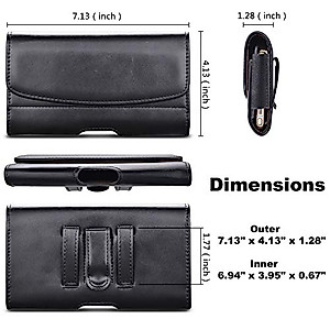 Takfox Phone Holster for Samsung Galaxy S23 Ultra S22 Plus S22 S20 FE S10 Note 20 Ultra Note 10 Plus A12 A13 A14 A02S A03S A04S A23 A32 A42 iPhone 14 Pro Max Leather Belt Holster Pouch Holder,Black