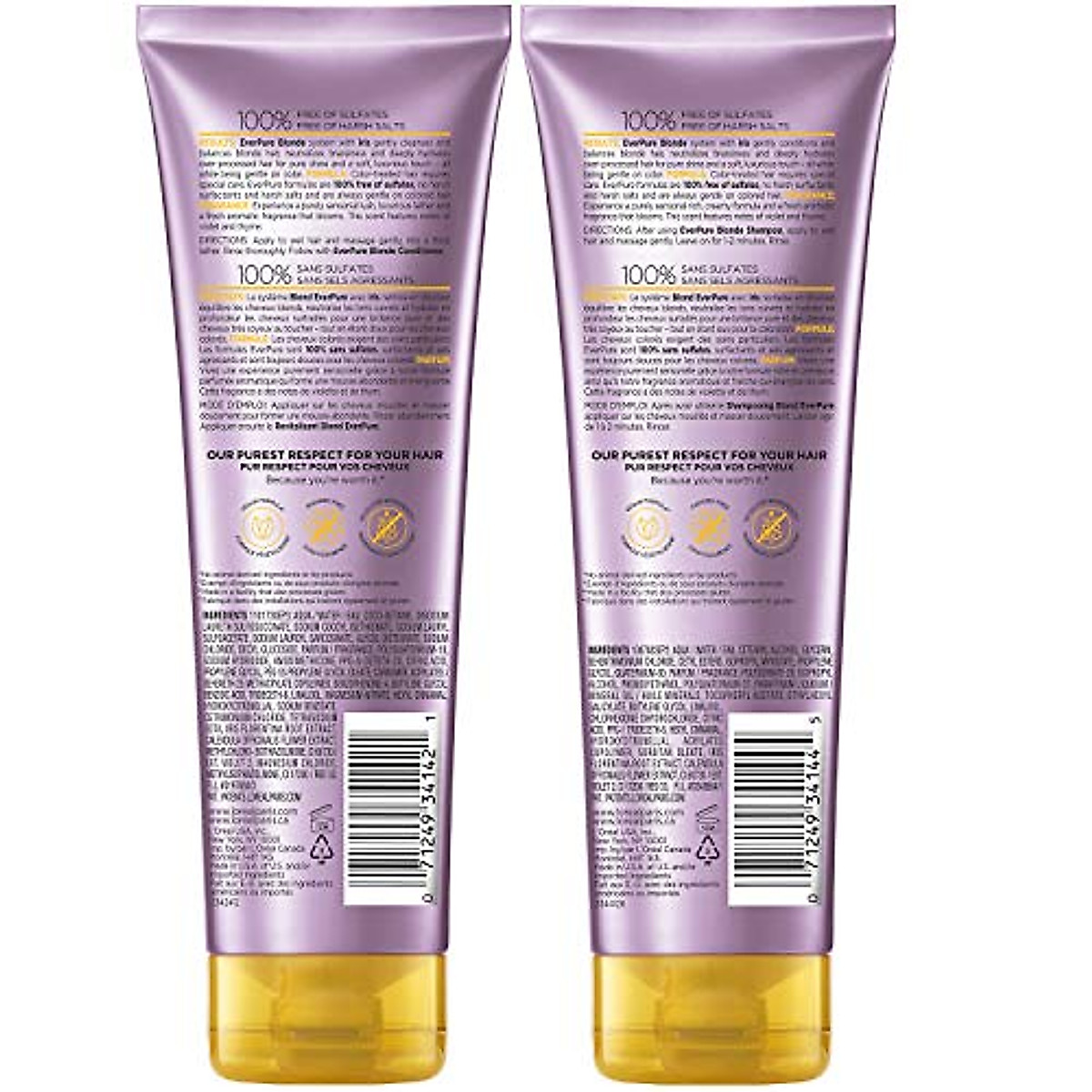 L'Oreal Paris EverPure Blonde Sulfate Free Shampoo and Conditioner for Blonde Hair, 8.5 Ounce (Set of 2)