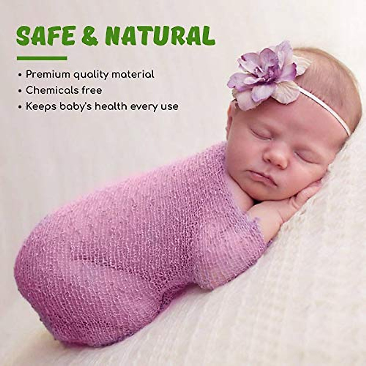 2 Pieces Newborn Baby Photography Props Long Ripple Stretch Wrap DIY Girl Boy Photo Props Blanket with Headbands (White + Purple)