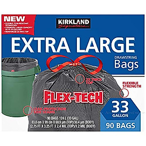 Kirkland Signature Flex-tech 33 Gallon Trash Bag, 90count, 1count