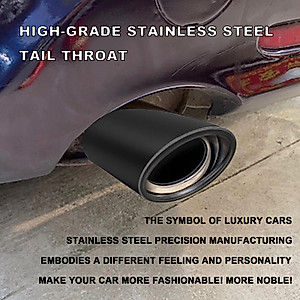 Stainless Steel Car Exhaust Tip, 2.5" to 3.3" Adjustable Car Decoration Chrome-Plated Finish Exhaust Tailpipe, Universal Car Exhaust Pipe Modification Tail Throat Tail Pipe (Black #Straight)