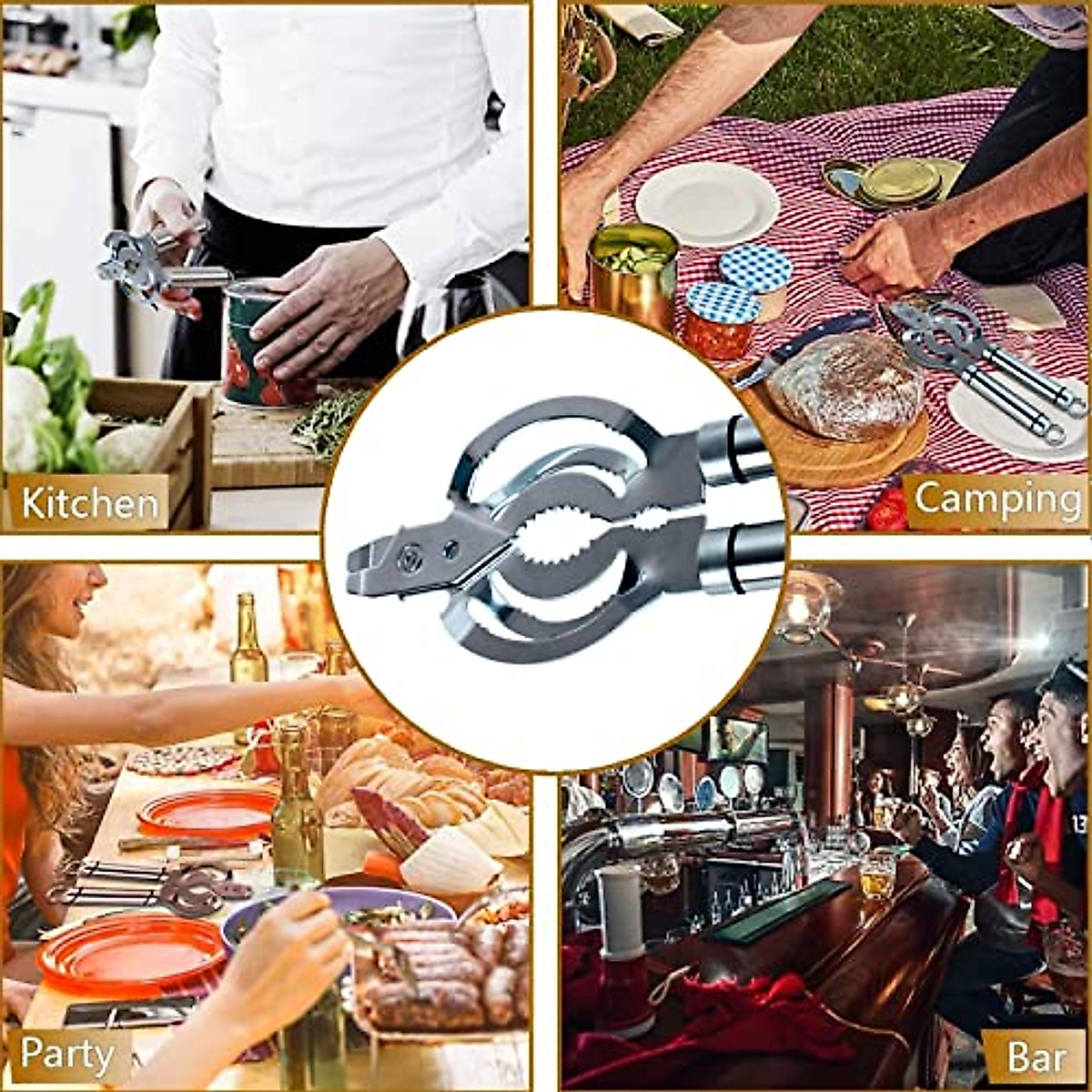 Zoiwdur Jar Opener, Multifunctional Jar Opener for Weak Hands, Stainless Steel Jar Lid Opener, Beer Bottle Opener for Seniors with Arthritis, Children