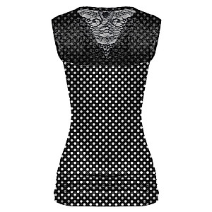 Zeagoo Womens Ruched Cowl Neck Tank Top Shirt Stretch Blouse with Side Shirring, Black Polka Dot, Large, Sleeveless
