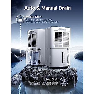 Dehumidifier for Home and Basement for 2000Sq.Ft, 25 Pints Dehumidifiers for bathroom, Large Room, Water Tank Capacity with Drain Hose, Intelligent Humidity Control, Childlock, Laundry Dry