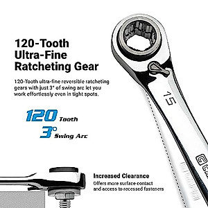 Capri Tools 4-in-1 120-Tooth Box End Reversible Ratcheting Wrench, 5/16, 3/8, 7/16, 1/2 in., SAE