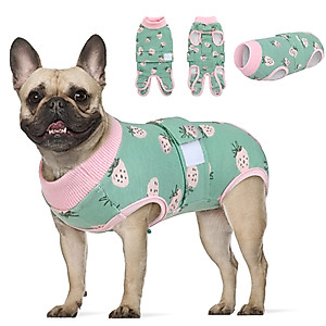 KOESON Dog Recovery Suit After Surgery, Soft Dog Spay Recovery Suit Female, Anti Licking Abdominal Dog Surgery Suit Pet Surgical Shirt, Breathable Dog Onesie E-Collar & Cone Alternative Strawberry M
