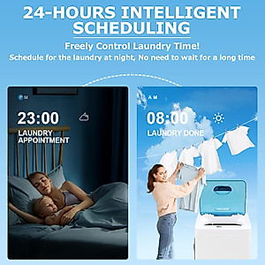 Nictemaw Portable Washing Machine 17.8Lbs Large Capacity 2.3 Cu.ft Laundry Machine with 8 Programs 3 Water Temps 3 Water Levels Selections Small Washing Machine for Apartment, Home, Dorms, Rv