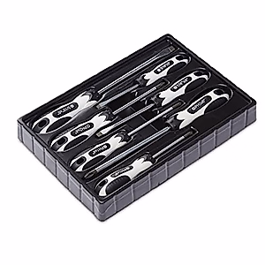 Amazon Basics 7 Piece Magnetic Tip Screwdriver Set - Slotted and Phillips, Grey Black