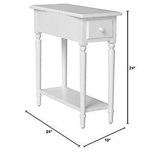 Coastal 10 in. Solid Wood Narrow Side Table with Drawer and Shelf, Pecan Brown – Leick Home, 20017-PC