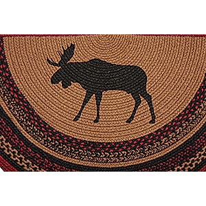 VHC Brands Cumberland Rustic Kitchen Rug, Cozy Natural & Dyed Jute Moose Pattern Tan Entryway Doormat Half Circle 16.5x33