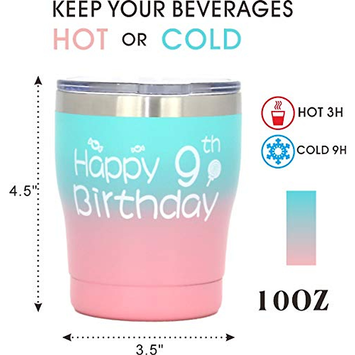 VeryMerryMakering 9th Birthday Gifts, 9th Bday Gifts, 9th Birthday Water Bottle, 9 Birthday Ideas, Birthday Gift for 9 Year Old, Kids 9 Yrs Old Gifts, Happy 9th Birthday, Its My 9th Birthday
