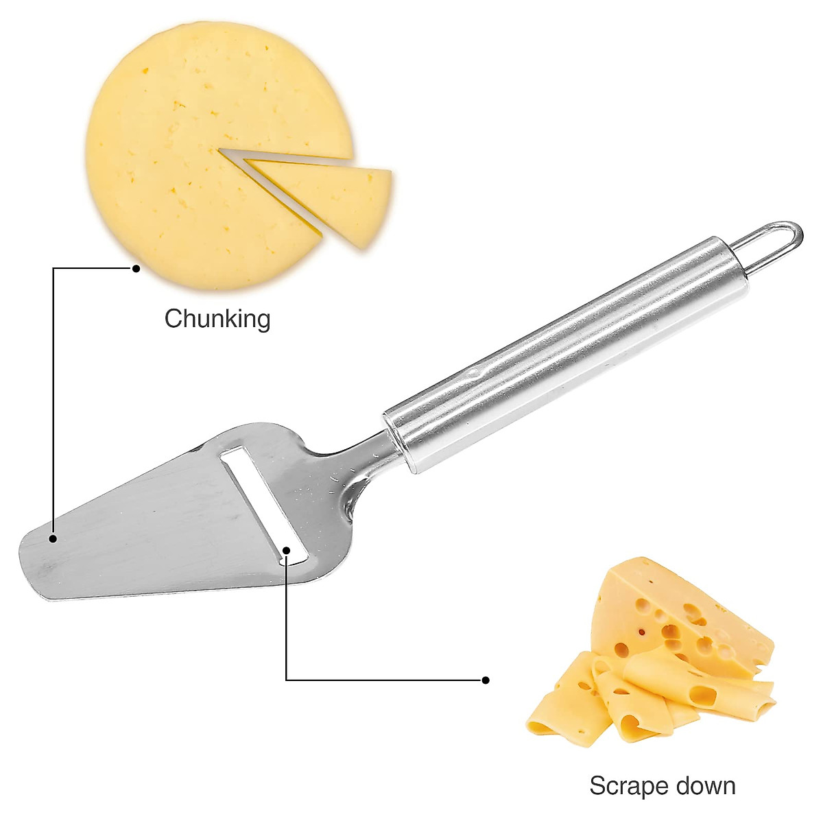 NUTLET 2 Pieces Cheese Slicer Stainless Steel, Silver Non-Stick Multi-Functional Plane for All Types of Cheese Cutter, Hard Cheeses Kitchen Cooking Tool