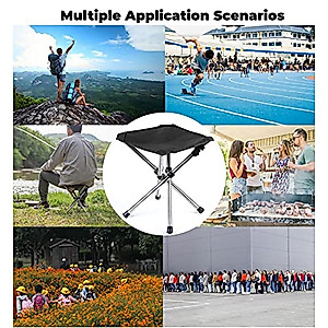 lucky cup Camping Stool Small Retractable Folding Chair Foot Rest Stainless Steel Compact Lightweight Backpacking Stool with Carry Bag 12.6X12.6X13.8 inches