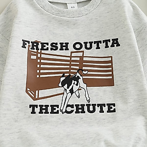 Hnyenmcko Western Baby Boy Girls Clothes Newborn Infant Cow Print Sweatshirt Romper Oversized Long Sleeve Bodysuit Fall Outfit (A-Gray, 0-3 Months)