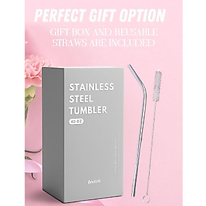 Onebttl Granny Gifts from Granddaughter, Grandson, 40 oz Insulated Stainless Steel Wine Tumbler with Lid and Straw, Gifts for Grandma on Birthday, Christmas, Mother's Day, Rose gold