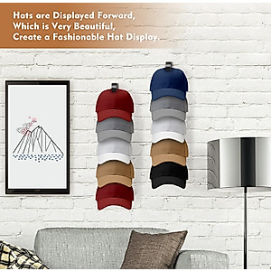 Hat Rack Hat Organizer for Baseball Caps Wood Hat Storage Hat Hooks for Wall Baseball Hat Storage Organizer Hat Display Up to 20 Hats for Closet Wall, Set of 2