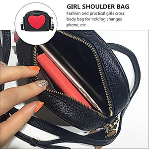 KESYOO Peach Heart Shoulder Bag Girl Shoulder Bag Black Messenger Bag Girls Shoulder Bag Sling Bag for Kids Purse Bag Kids Pu Leather Messenger Bag Girls Bag Coin Purse One Shoulder Child