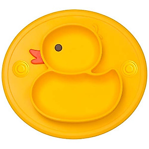 Qshare Toddler Plate, Portable Baby Plates for Toddlers and Kids, BPA-Free Strong Suction Plates for Toddlers, Dishwasher & Microwave Safe Silicone Placemat 9x6x1.4 inch