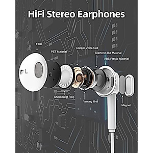 USB C Earphones, iFory HiFi Stereo Type C Earbuds Stereo in-Ear Earbud USB C Headphones with Mic and Volume Control Compatible with Google Pixel 3/2/XL, Sony XZ2, iPad Pro White