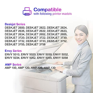 EVINKI Remanufactured Ink Cartridge Replacement for HP 65 HP 65XL for Envy 5055 5052 5058 DeskJet 3755 2655 3720 3722 3723 3730 3732 3752 3758 2652 2624 Printer (2B)