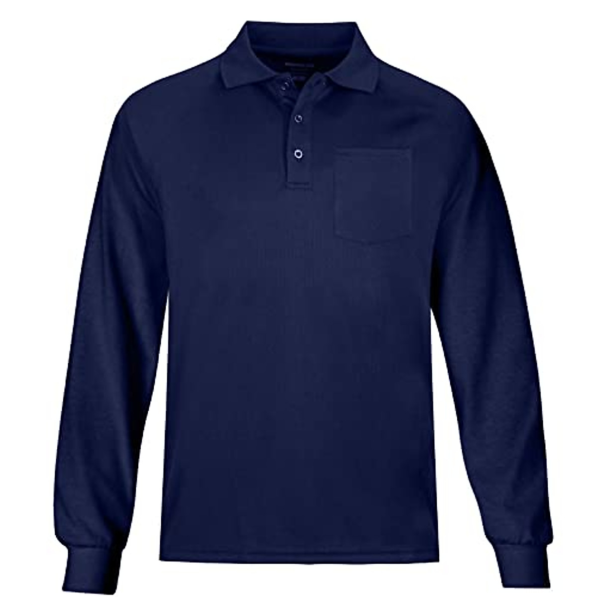 Men Polo Shirts Cotton Classic Fit Long Sleeve Sport T-Shirt Casual Polos (Navy,M)