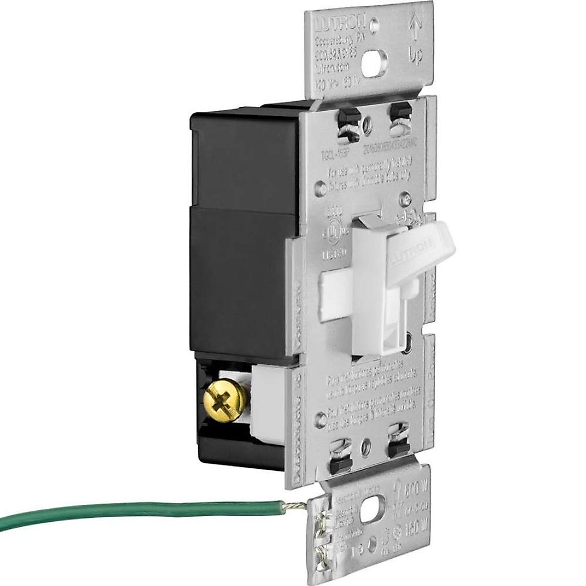 Lutron Toggler LED+ Dimmer Switch for Dimmable LED, Halogen and Incandescent Bulbs, 150 Watt, Single-Pole or 3-Way, TGCL-153PH-WH, White