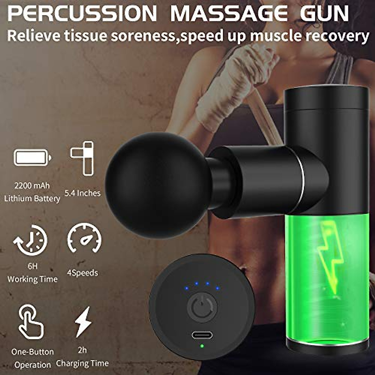 Aroprank Mini Massage Gun, Muscle Massage Gun, Upgrade Powerful Portable Percussion Massage Gun Deep Tissue for Athletes, Back Massager Gun Handheld for Back Neck Shoulder Body Pain, Gifts for Him/Men