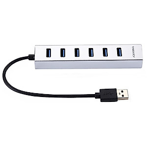 USB Hub 7 Port USB Expander, ADOOMA Multiport USB 3.0 Desk Data Hub Extender Adapter for PC Laptop PS5 Aluminum Grey