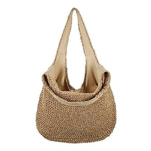 Freie Liebe Straw Tote Bag for Women Large Beach Bag Summer Woven Shoulder Handbags