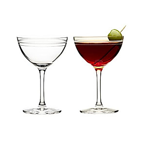 Muldale Nick and Nora Glasses Set of 2 Adorable Crystal Mini Cocktail Coupe Glasses - Vintage Espresso Martini Glasses 4oz for Negroni - Premium Crystal Made in Europe