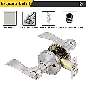 Probrico Wave Style Lever Handles Entrance Door Knobs Entry Door Locks Brushed Nickel