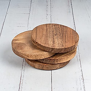 Samhita Acacia Wood Round Coasters Protection Tabletop ,Countertop and Surfaces from Water Marks or Damage | Home & Office Decor | Housewarming Gift (Set of 4) (4" x 4" X 0.5")