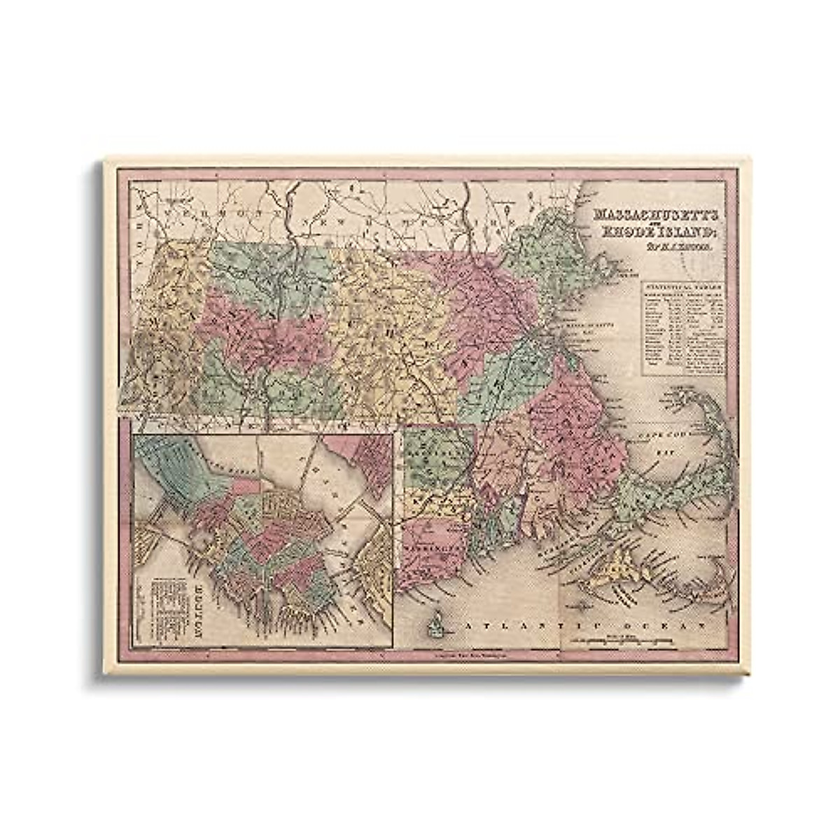 Stupell Industries Southern New England Map Massachusetts Rhode Island Cartography