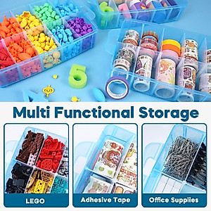 Tavolozza 3-Tier Blue Craft Storage Container, Stackable Organizer Box with 30 Compartments and a Chic Handle,Perfect for Toy,Crafting,Art Supplies,DIY Lovers