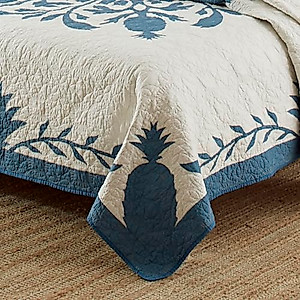 Tommy Bahama - King Quilt, Soft Cotton Bedding, Coastal Bedding Set, Oeko-Tex Certified (Aloha Pineapple Blue, King)