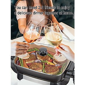 Ceramic Nonstick Electric Skillet with Lids - 12”x15” Removable Pan, Adjustable Temperature & Reversible Design, Nozaya
