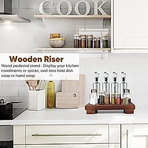 Wood Pedestal Soap Stand,Bathroom Tray,Farmhouse Wood Riser,Soap Tray Holder for Kitchen,Soap Dish Counter Decor for Plant Bottles Candles Display-Brown