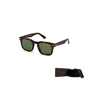 Tom Ford Dax FT0751 52N 50MM Shiny Classic Dark Havana/Green Lenses Square Sunglasses for Men + BUNDLE With Designer iWear Eyewear Kit