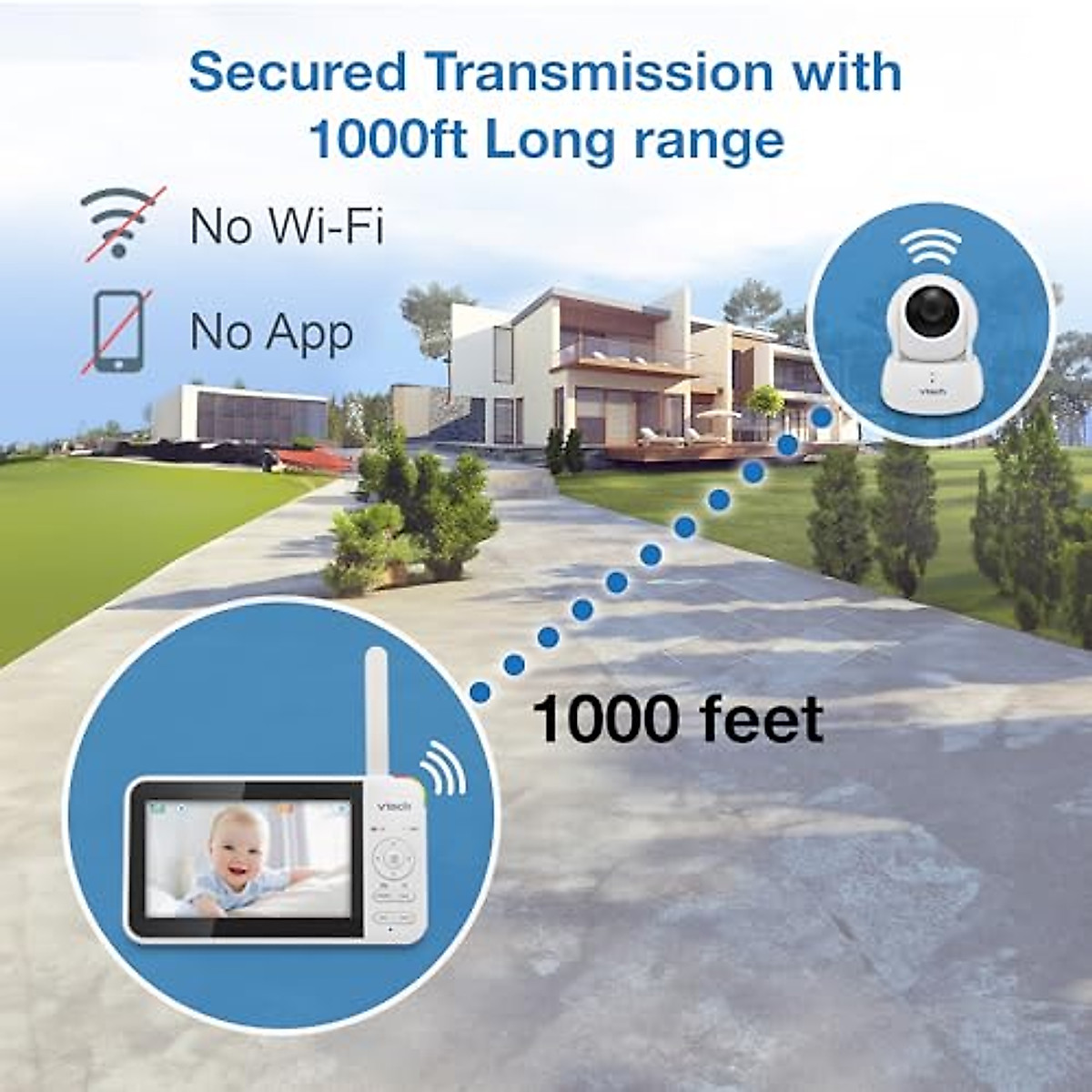 VTech VM924-2 Remote Pan-Tilt-Zoom Baby Monitor with 2 Cameras & Audio,5"LCD Screen,Up to 17Hrs Video Streaming&31Hrs Battery for Audio,Night Vision,1000ft Range,Soothing Sounds,Temperature Sensor