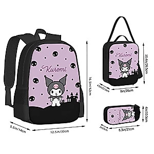 3 Pcs Backpack Casual Bags with Insulated Lunch Bag Tote And Pencil Case Box Pouch for Teen Boys Girls Youth