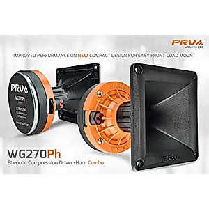 PRV AUDIO WG270Ph Horn Driver - 1" Exit Phenolic Compression Driver 150 Watts Max Power 8 Ohm 106.5 dB 75 Watts RMS with Compact 60° x 60° Exponential Horn for Car Audio