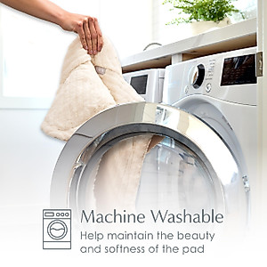 Pure Enrichment® PureRadiance™ Back & Neck Luxury Heating Pad for Pain Relief, Patented Design, Soft Faux Fur & Micromink, 6 Heat Settings, Machine Washable, Universal Fit, 31.5” x 24” (Golden Sands)