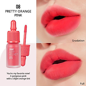 Peripera Ink Airy Velvet Lip Tint, Liquid Lip (0.14 fl oz, 008 PRETTY ORANGE PINK)