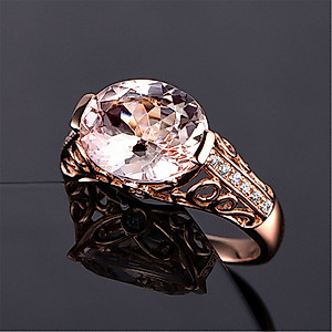 Rings Gift, Clearance Gemstone Ring Rose Gold Rings for Women Luxury Copper Gemstone Ring Jewelry Wedding (Size:8, Rose Gold)