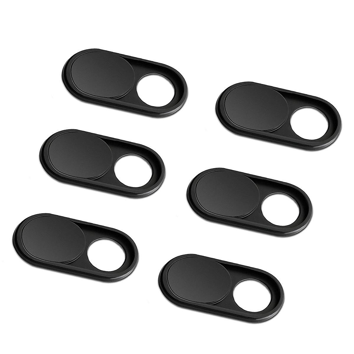 Wareway Webcam Cover Slide Ultra Thin Metal Camera Cover for iPhone iPad PC Computer MacBook Pro Surface Tablets, Smartphone Enhanced Privacy & Security Protection (Black Pack of 6)